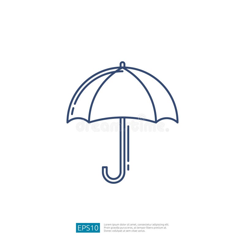 Umbrella Outline Icon. Protection Concept Illustration Stock Vector ...