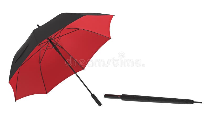 Umbrella Parasol Open and Closed Stock Illustration - Illustration of ...