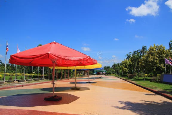 Umbrella at the pathway stock image. Image of colorful - 44554053