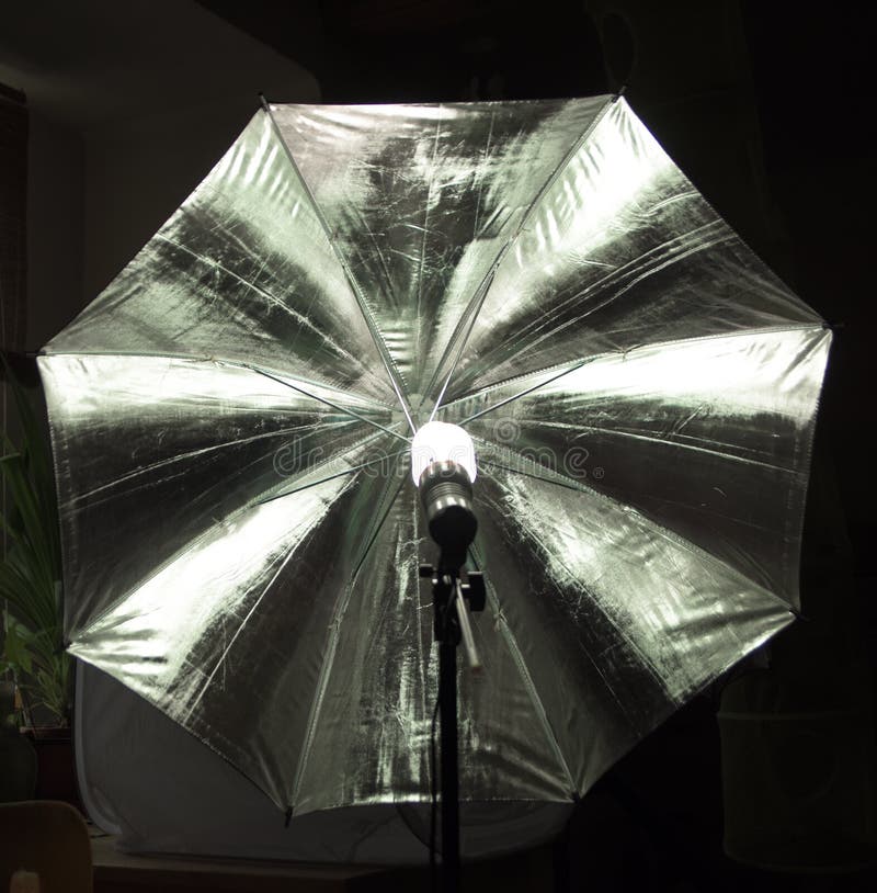 Umbrella for Phot Studio with Light Stock Photo - Image of strobe ...