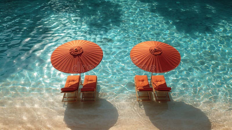 The Umbrella Pool Chair. AI Generate Illustration Stock Illustration ...