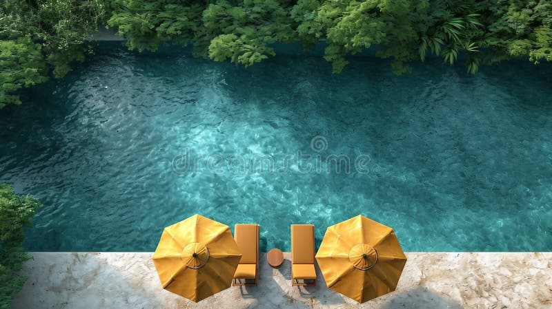 The Umbrella Pool Chair. AI Generate Illustration Stock Illustration ...
