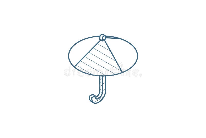 Umbrella, Protection Isometric Icon. 3d Line Art Technical Drawing ...