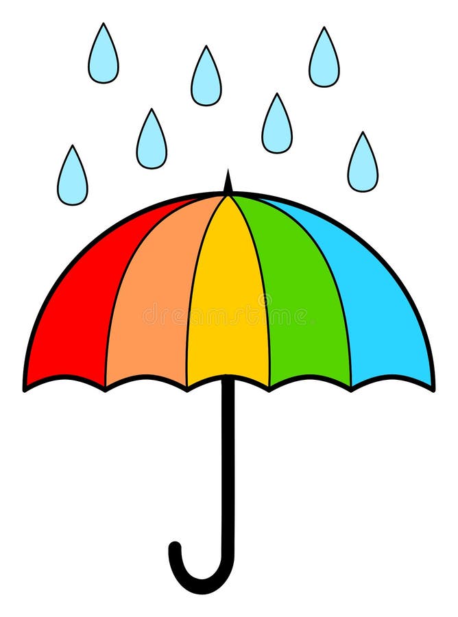 Umbrella With Rain Cartoon Vector Illustration Stock Vector