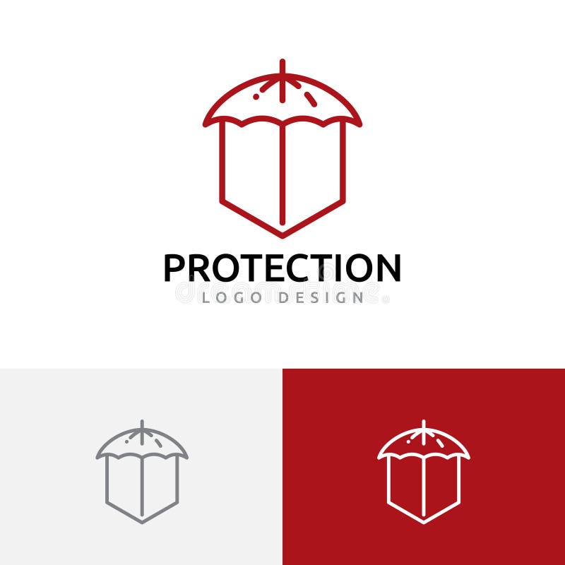 Umbrella Shield Guard Smart Protection Simple Line Logo Stock Vector ...