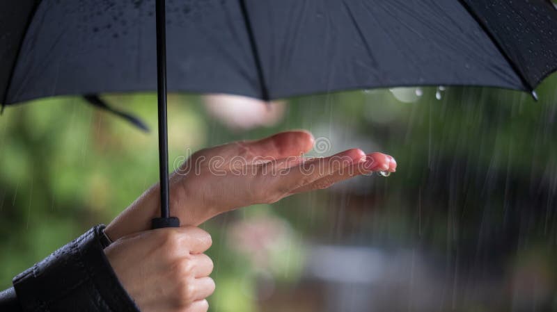 An Umbrella Shielding from the Rain Stock Illustration - Illustration ...