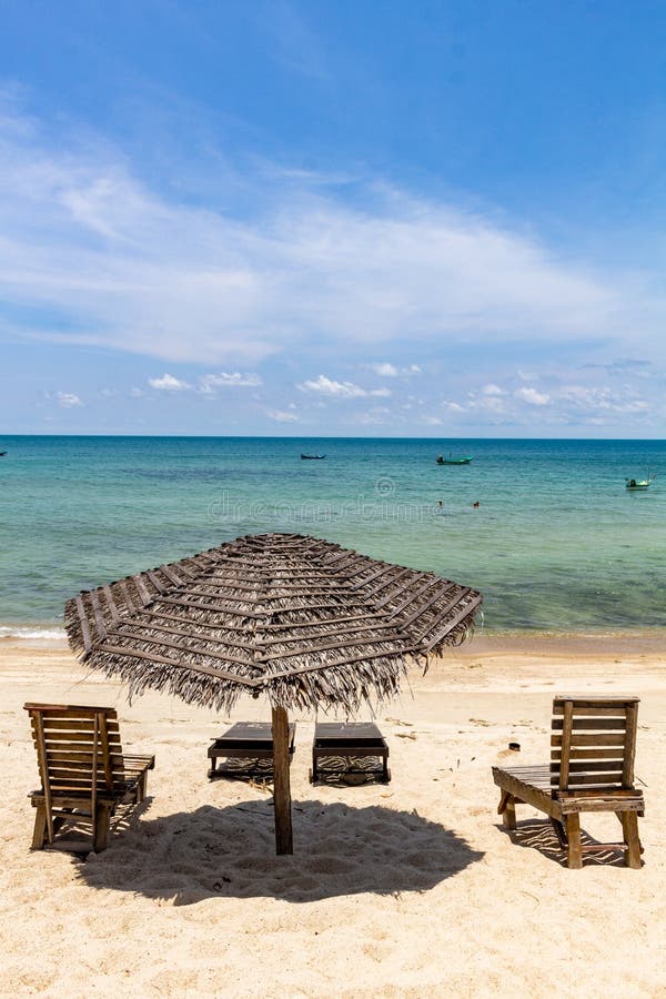 Umbrella and Sundeck on a Beach Thailand Stock Photo - Image of outdoor ...