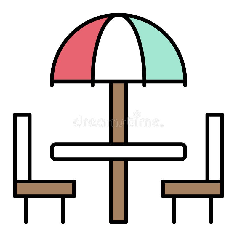 Umbrella Table with Chair Icon, Summer Vacation Related Vector Stock ...