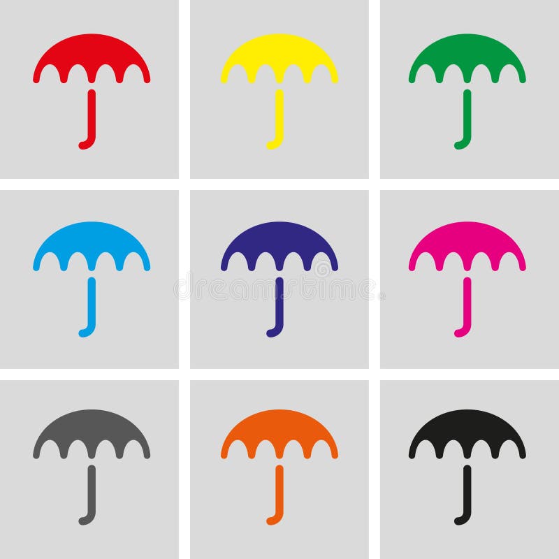 Umbrella Vector Icon. Rain Protection Symbol. Flat Design Style Stock ...