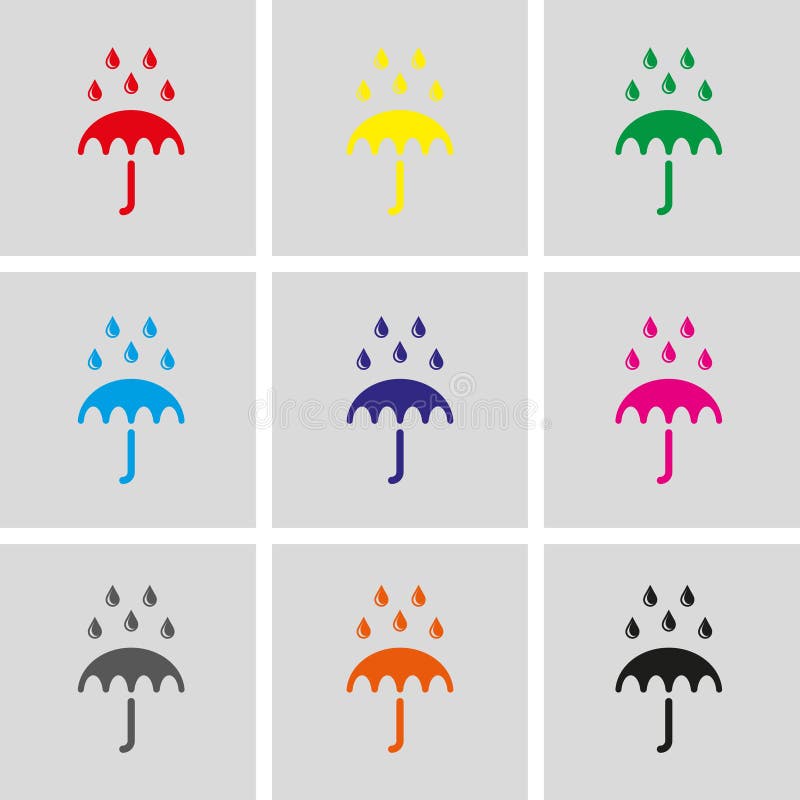 Umbrella Vector Icon. Rain Protection Symbol. Flat Design Style Stock ...