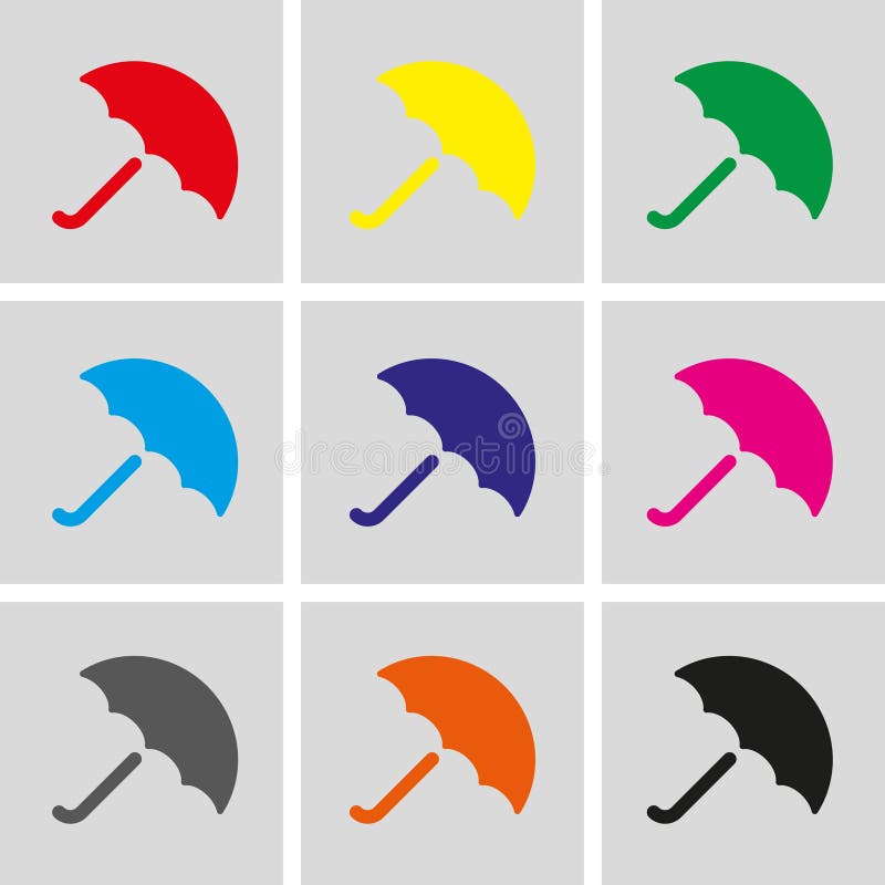 Umbrella Vector Icon. Rain Protection Symbol. Flat Design Style Stock ...