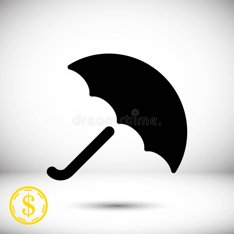 Umbrella Vector Icon. Rain Protection Symbol. Flat Design Style Stock ...