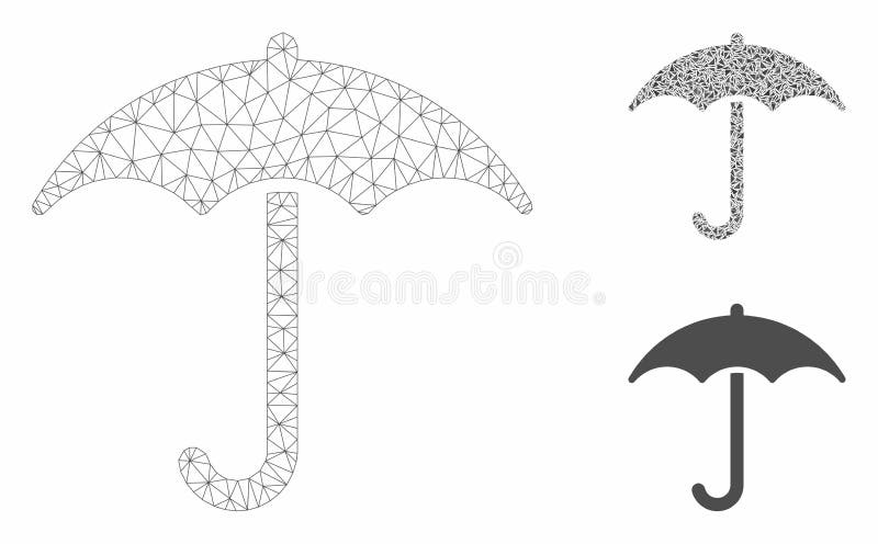 Umbrella Vector Mesh Wire Frame Model and Triangle Mosaic Icon Stock ...