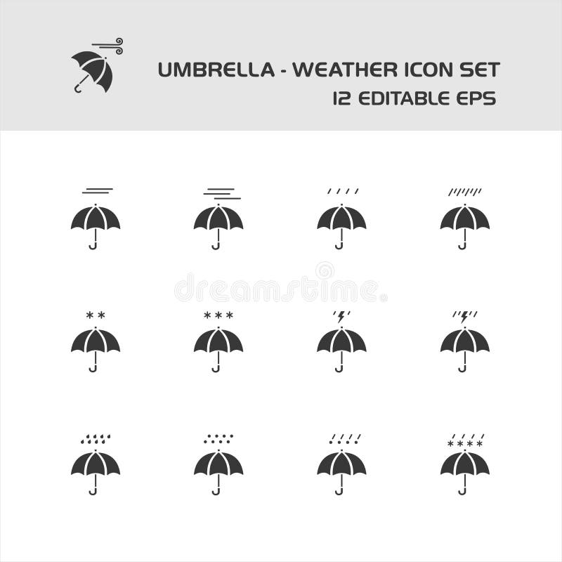 Umbrella and Weather. Isolated Icon Set. Forecast and Map Vector ...