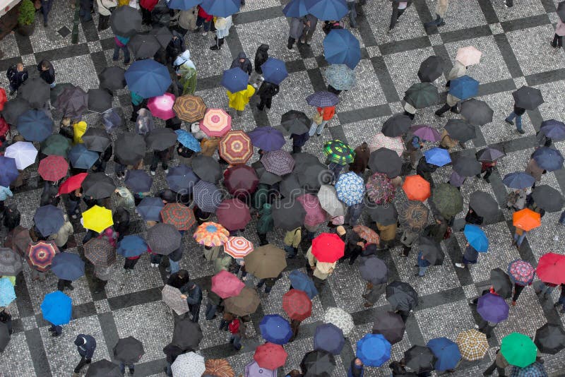Crowd of People with Umbrellas Stock Image - Image of horde, group: 9612115