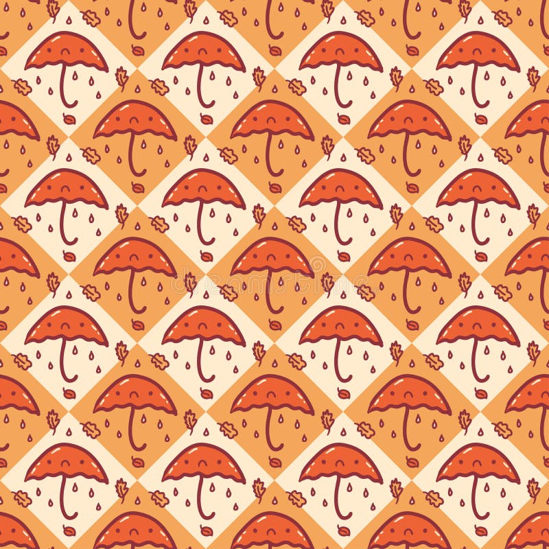Umbrellas and Falling Leaves Seamless Pattern. Perfect Design for Paper ...