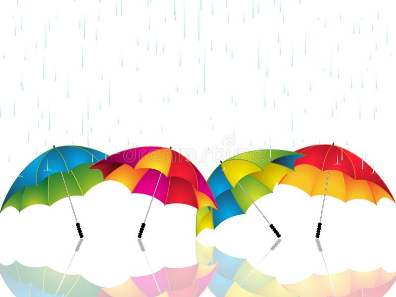 Umbrellas Protecting From The Rain Stock Vector Illustration Of