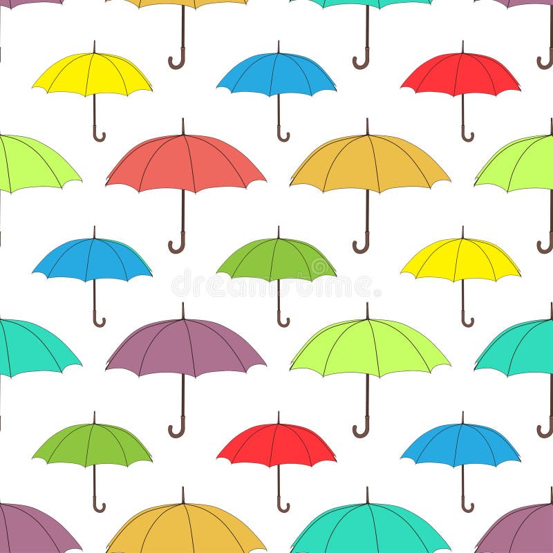 Umbrellas Seamless Pattern, Vector Background. Multicolored Bright ...