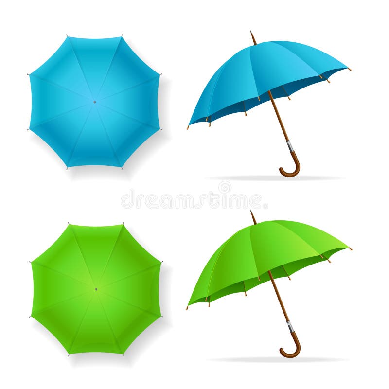 Umbrellas Set Top and Front View. Vector Stock Vector - Illustration of ...