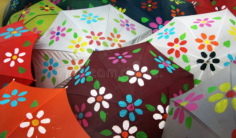 Umbrellas with Spring Flowers Stock Photo - Image of spring, brightly ...