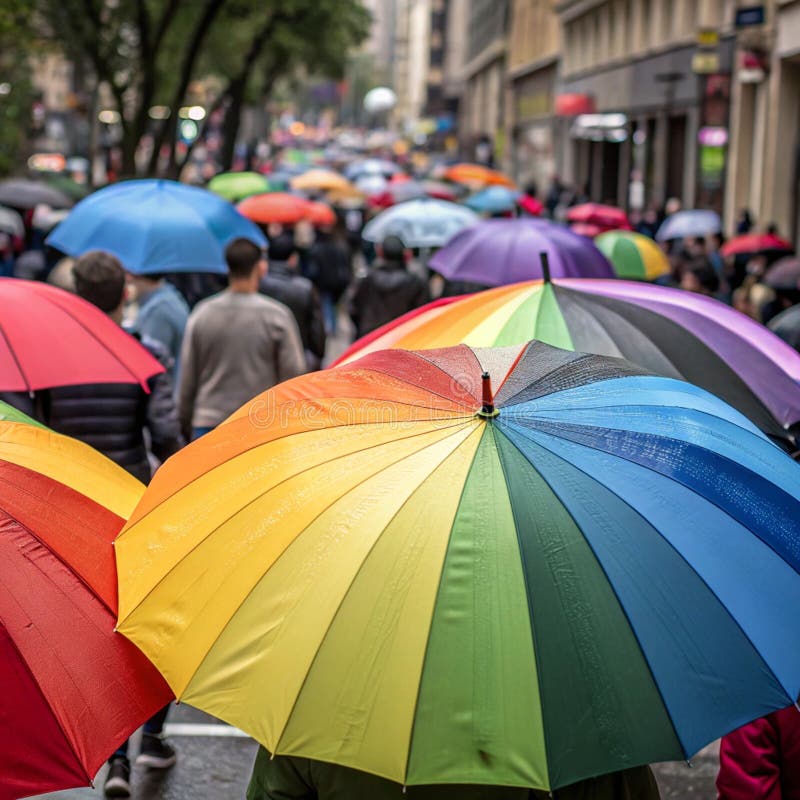 Umbrellas Stand Out from the Crowd As Unique Leaders Stock Illustration ...