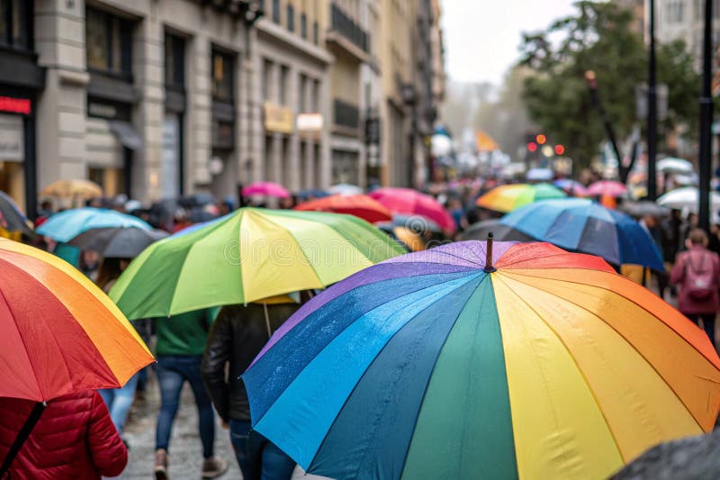Umbrellas Stand Out from the Crowd As Unique Leaders Stock Illustration ...