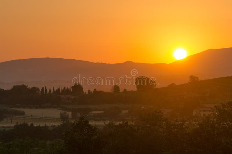 Umbria Landscape at Sunset from Assisi Stock Photo - Image of sunset ...