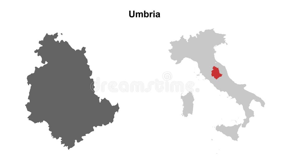 Umbria outline map stock vector. Illustration of empty - 378994117