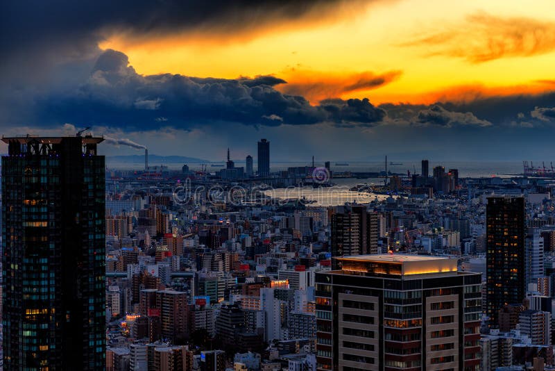 Clouds and Golden Light Over the City. Editorial Photo - Image of ...