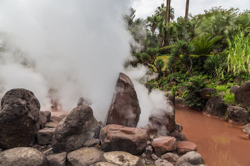 Umi Jigoku Hot Spring in Beppu, Kyushu, Japan Stock Image - Image of ...