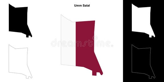 Umm Salal outline map stock vector. Illustration of contour - 356680530