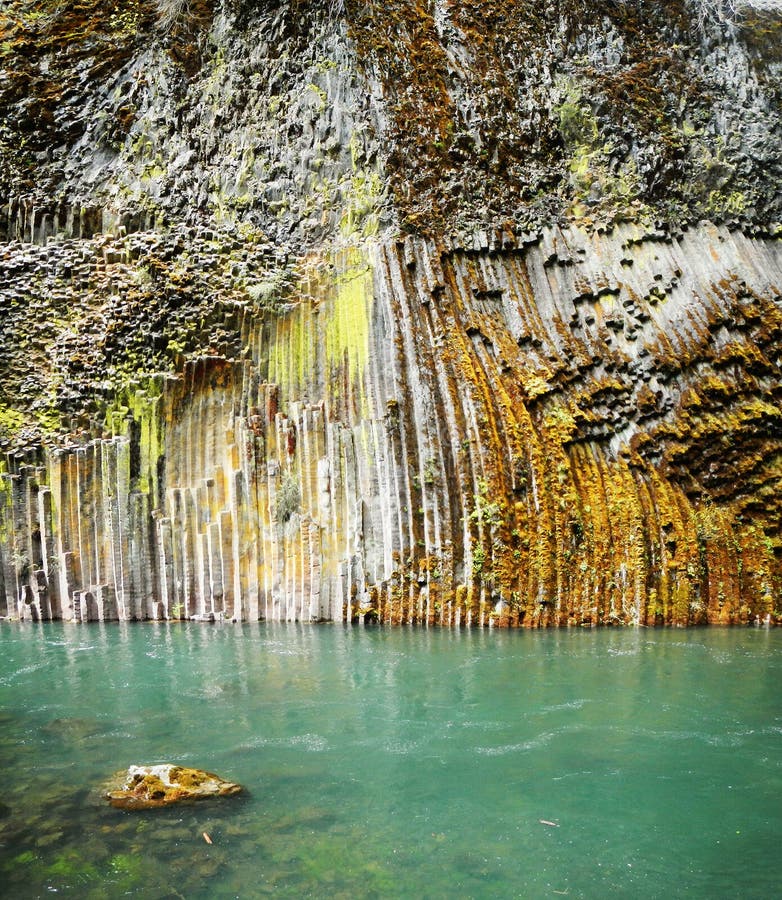 Umpqua River with Columnar Basalt Stock Image - Image of geology ...