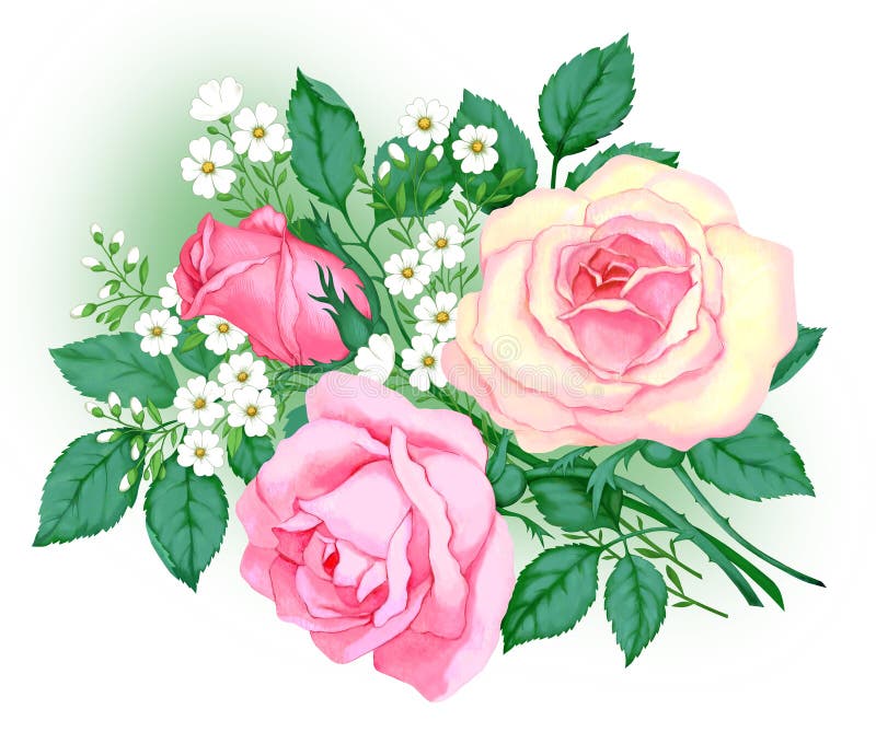 Un bouquet des roses illustration stock. Illustration du centrales ...