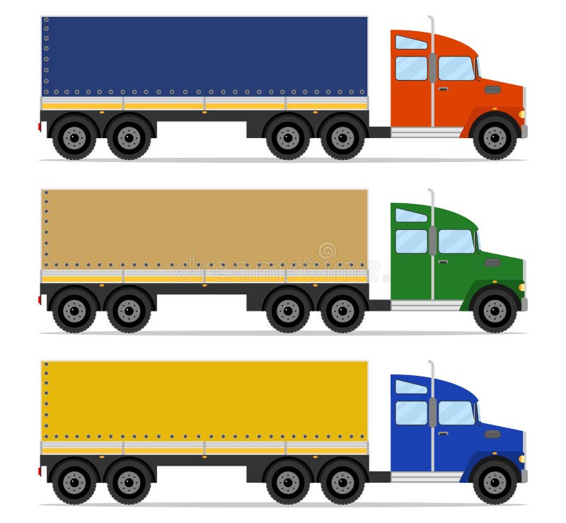 Autocarro Con Un'icona a Forma Di Semirimorchio Lungo Set Di Vettori ...