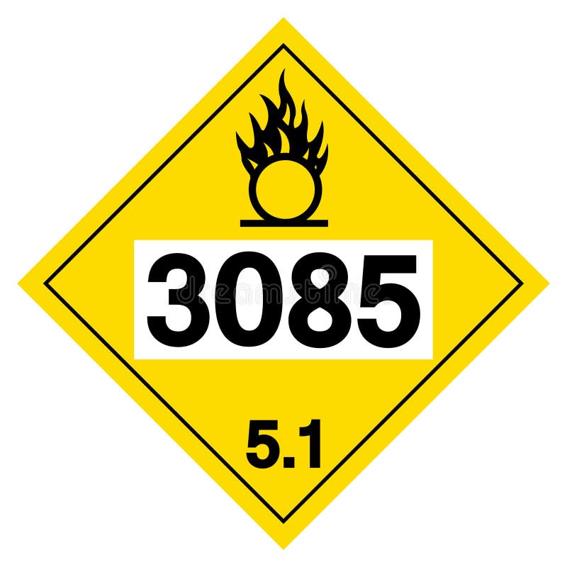 UN3085 Class 5.1 Oxidizing Solid Symbol Sign, Vector Illustration ...