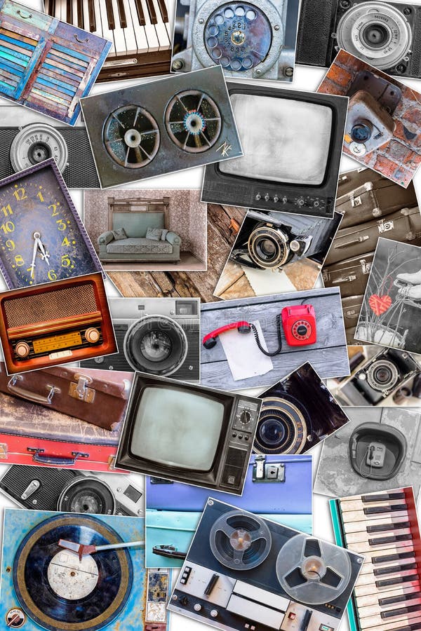 Un Collage Des Photos De Vieux Objets Image stock - Image of nouvelles ...