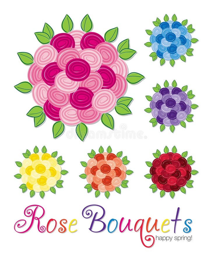 Un Conjunto De Ramos De Rosa Brillante Ilustración del Vector ...
