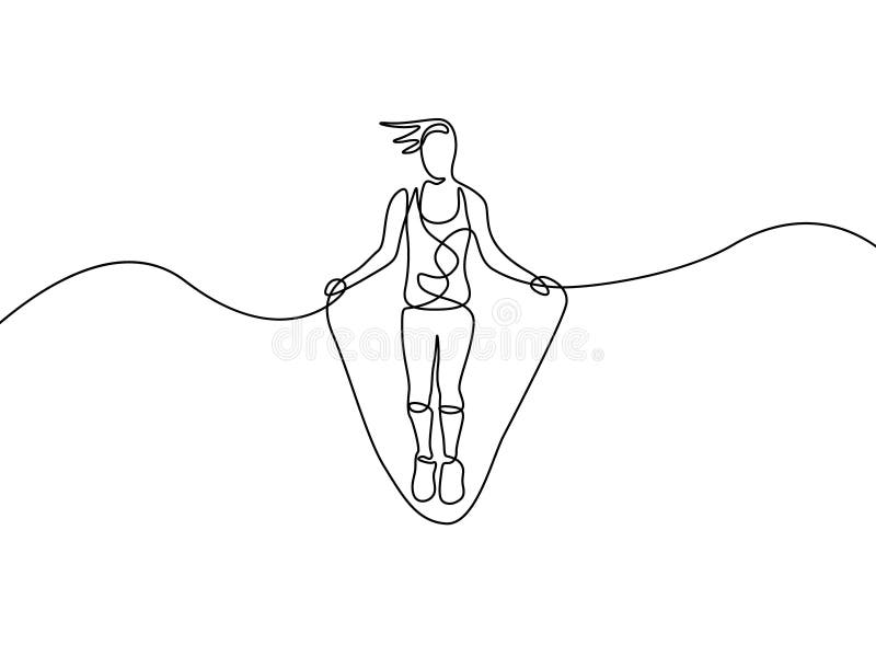 Un Continuo Corda Di Salto Della Donna Del Disegno a Tratteggio ... Un Continuo Corda Di Salto Della Donna Del Disegno a Tratteggio ...