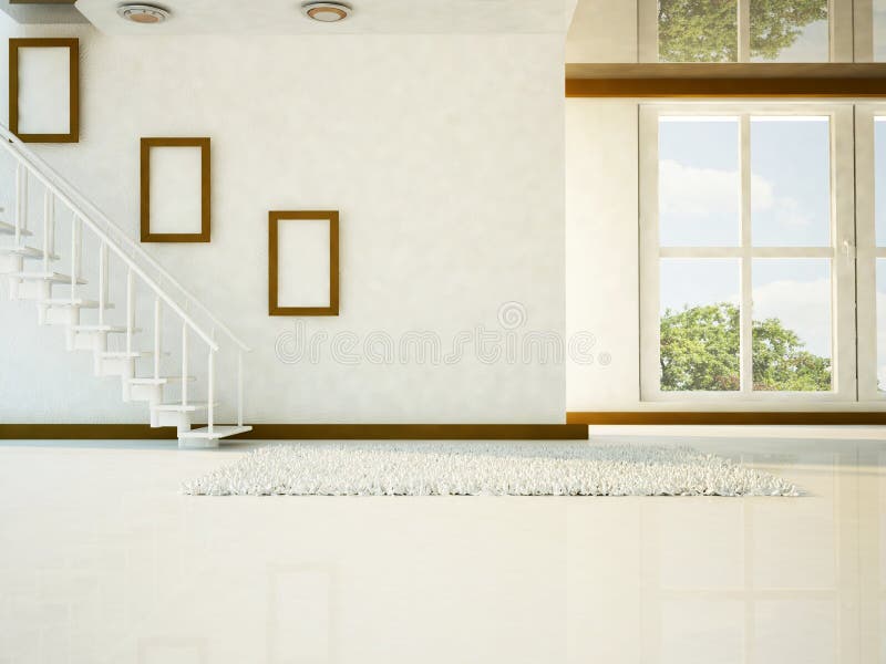Un Cuarto Brillante Con Las Escaleras Stock de ilustración ...