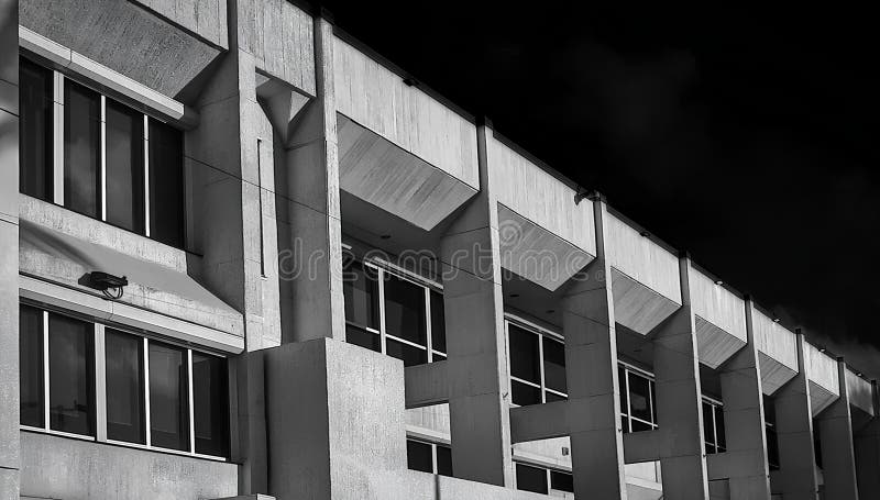 Un Edificio De Oficinas Con Paredes Y Columnas Gruesas Foto de archivo - Imagen de ventanas ...