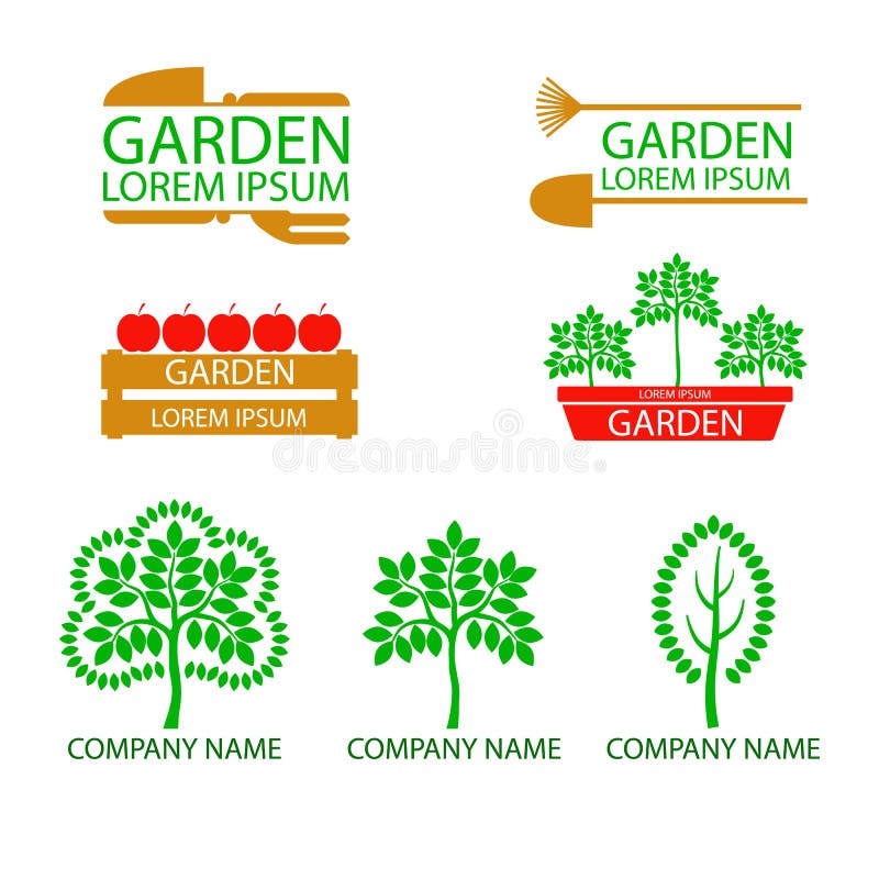 Un Ensemble De Logos De Jardin Illustration de Vecteur - Illustration ...