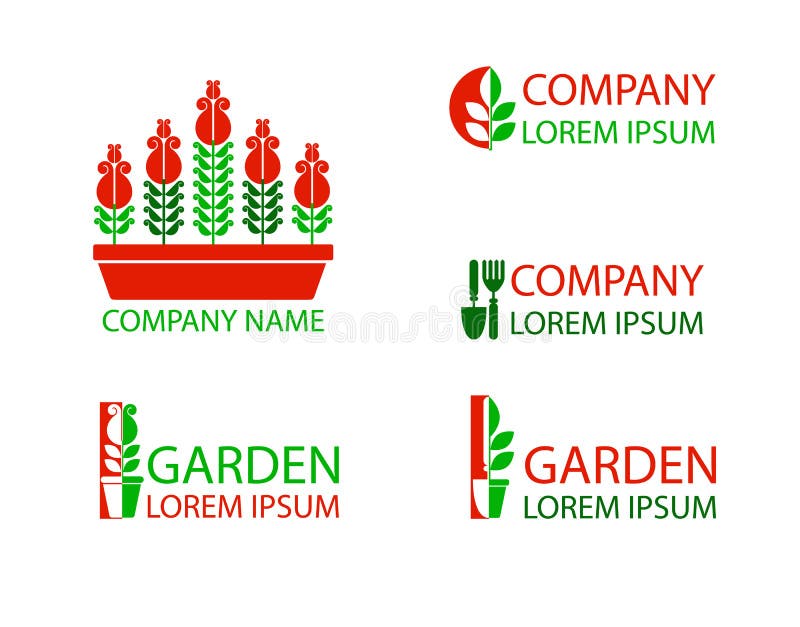 Un Ensemble De Logos De Jardin Illustration de Vecteur - Illustration ...