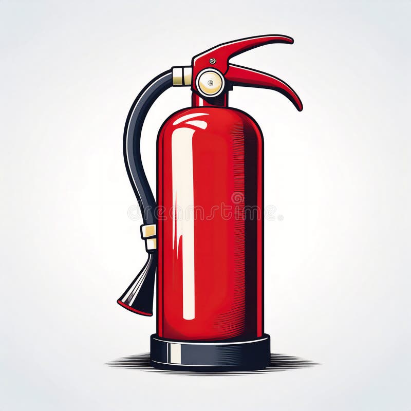Un Extintor De Incendios Rojo En Un Fondo Blanco Stock de ilustración ...