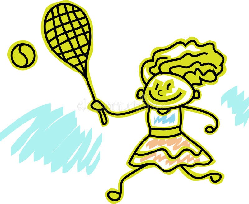 Un Gioco Della Ragazza Con Pallina Da Tennis Illustrazione Vettoriale ...
