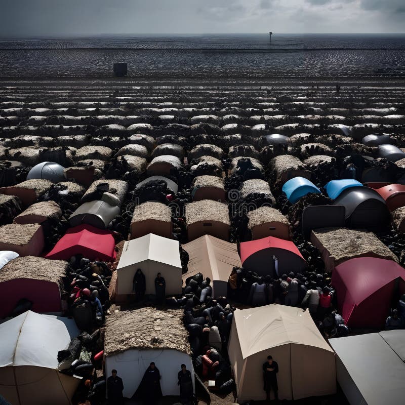 Un Gran Grupo De Tiendas De Campaña Y Refugiados En Una Ciudad De