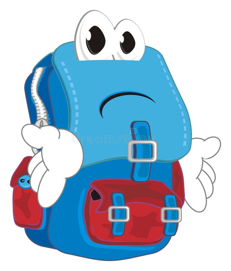 Sad backpack with hands stock illustration. Illustration of vacation ...