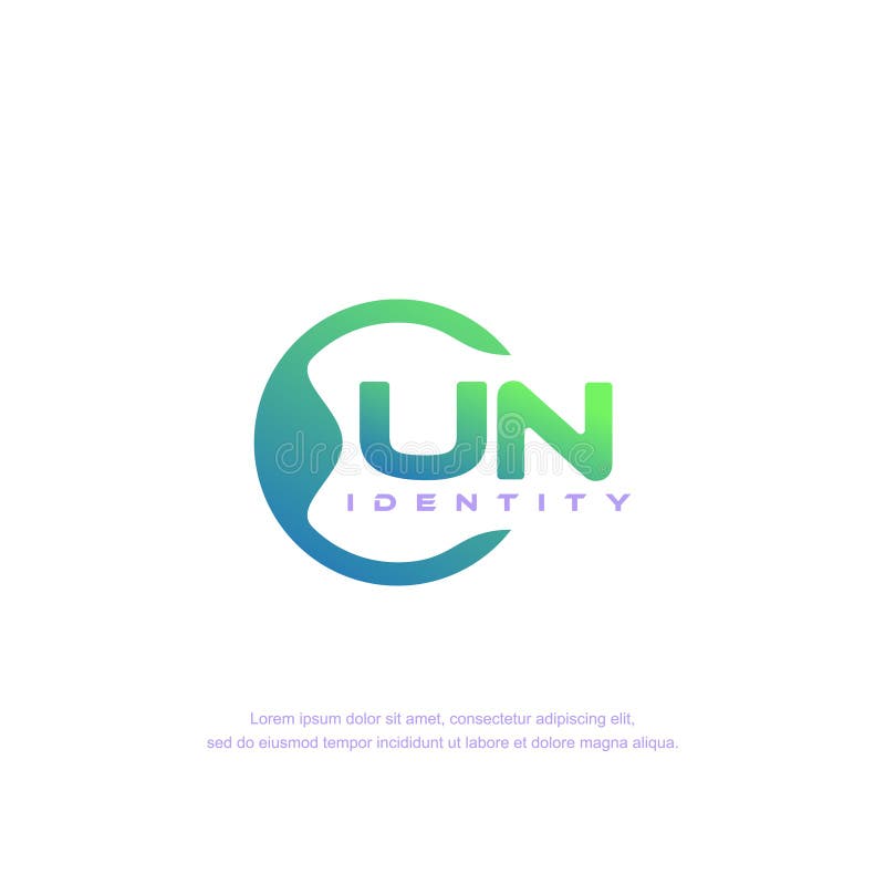 UN Initial Letter Circular Line Logo Template Vector with Gradient ...