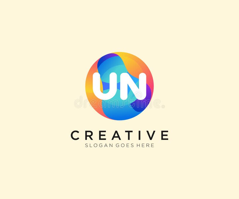 UN Initial Logo with Colorful Circle Template Vector Stock Vector ...