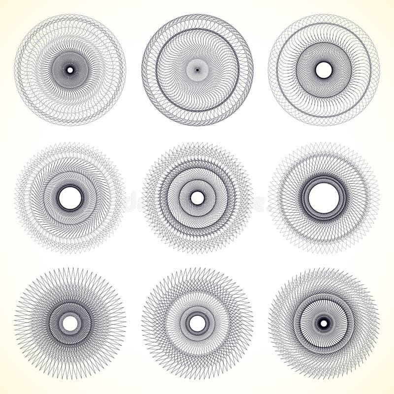 Un Insieme 9 Del Cerchio Geometrico, Elementi a Spirale Illustrazione ...