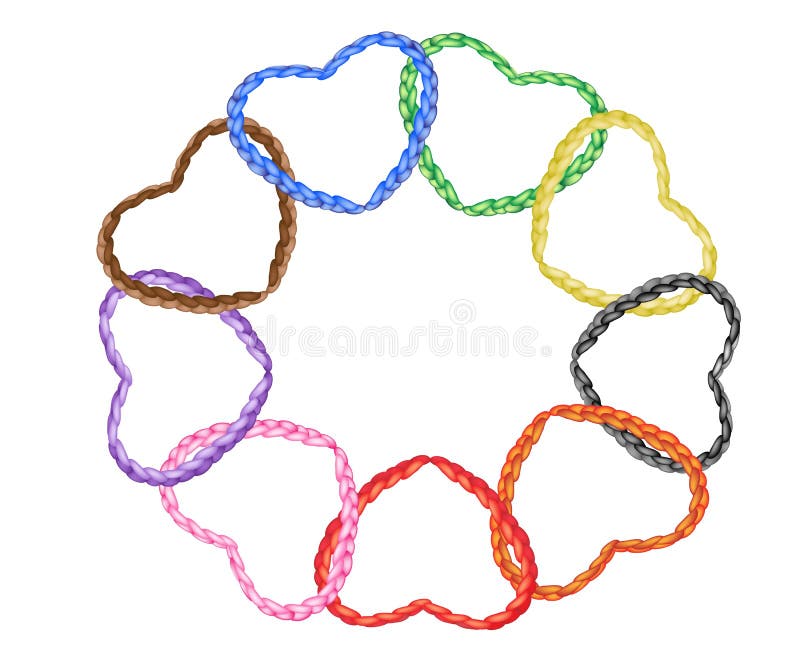 Un Insieme Delle Forme Del Cuore Dalla Corda Illustrazione Vettoriale ...